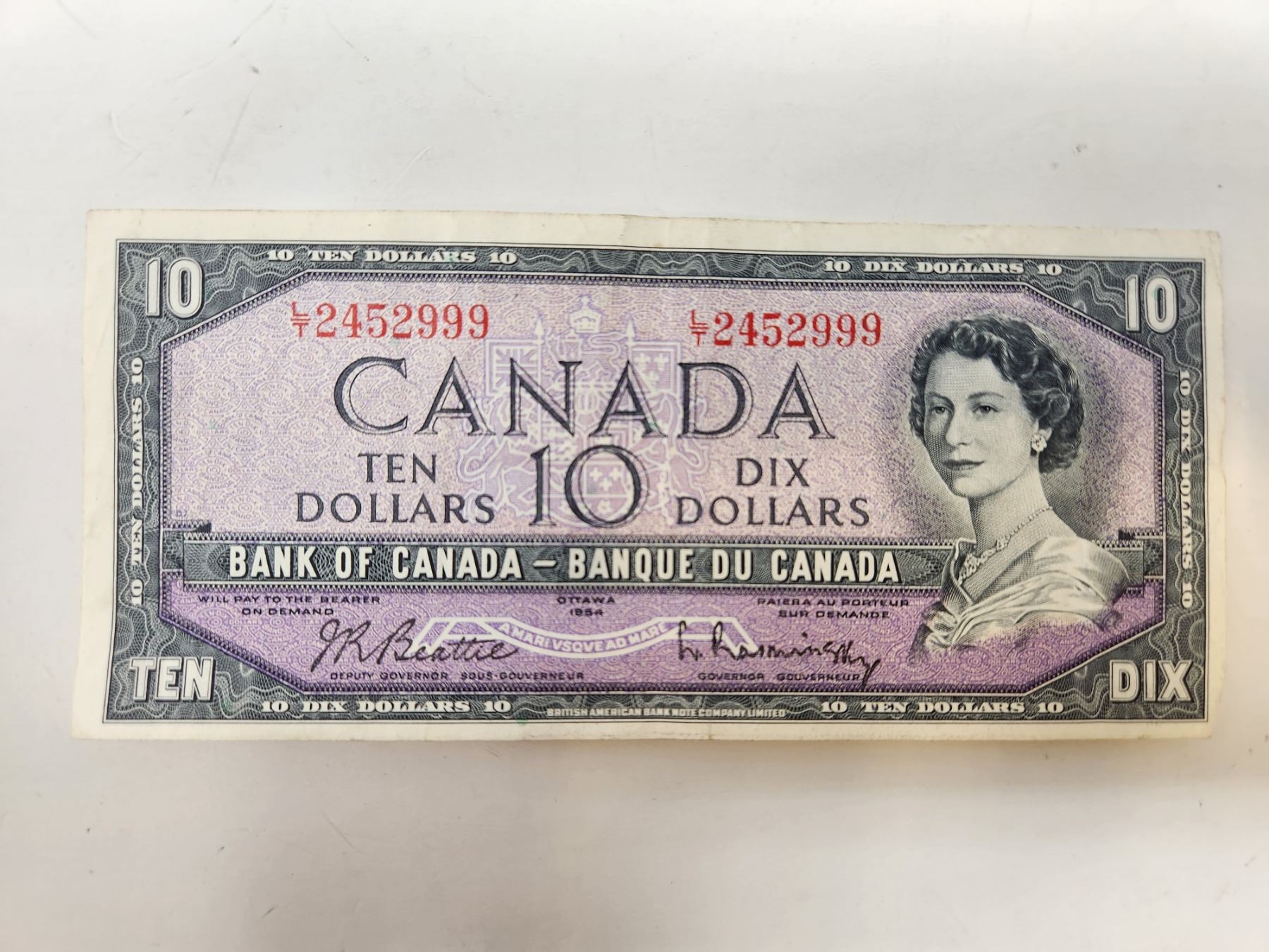 1954 Canadian $10 Bank Note