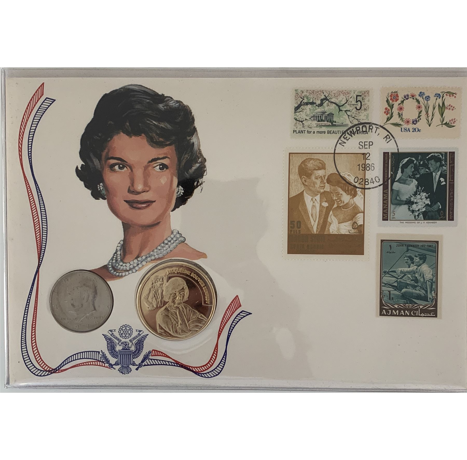 John F. Kennedy commemorative cover with coin