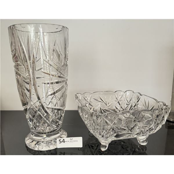 Vintage Pinwheel Crystal Vase And Pinwheel Crystal Bowl Beck Auctions Inc