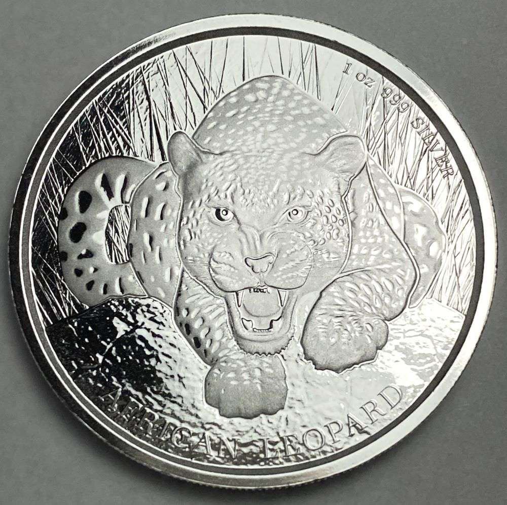 2017 Republic Of Ghana Five Cedis African Leopard 1 ozt .999 Silver