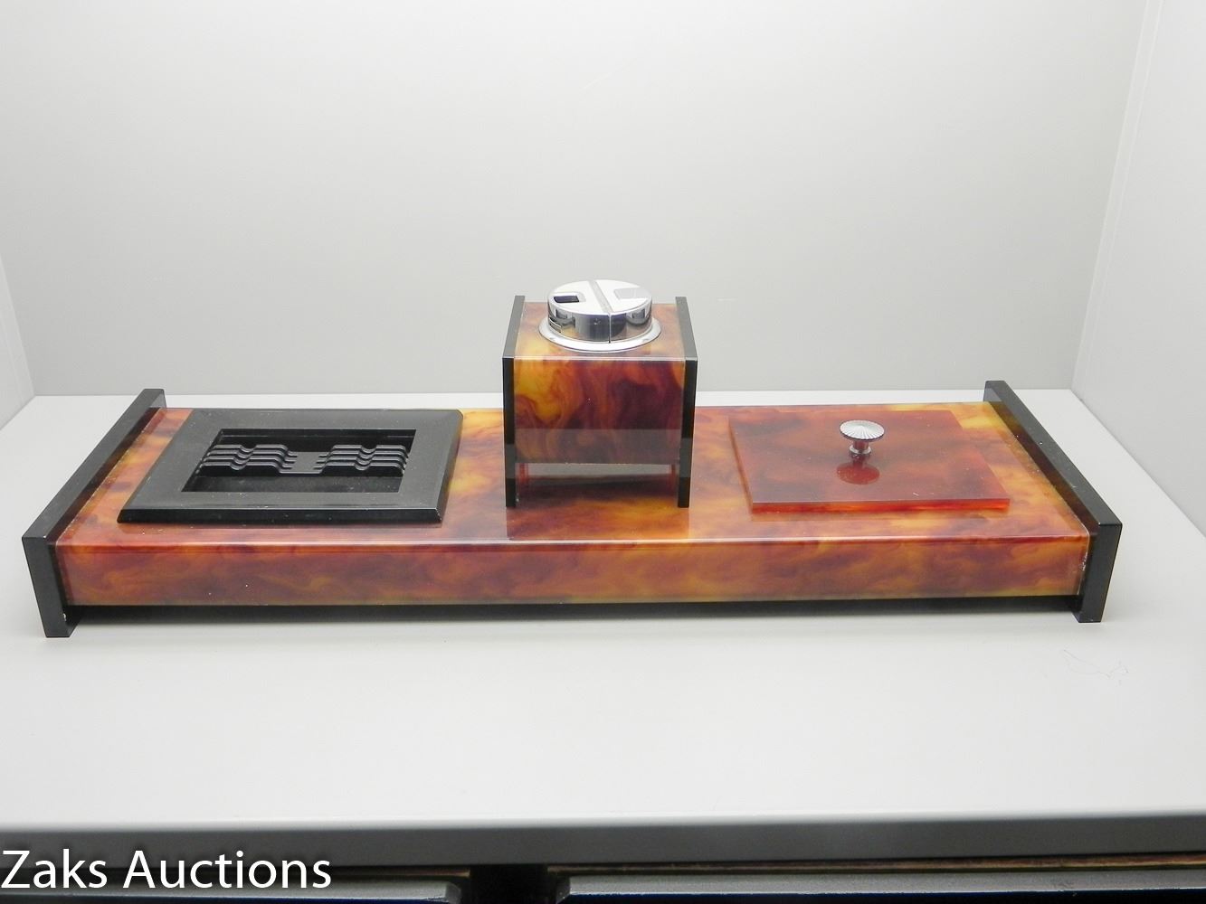 Rare MCM Lucite Ashtray & Cigarette Holder Ligher Desk Combo