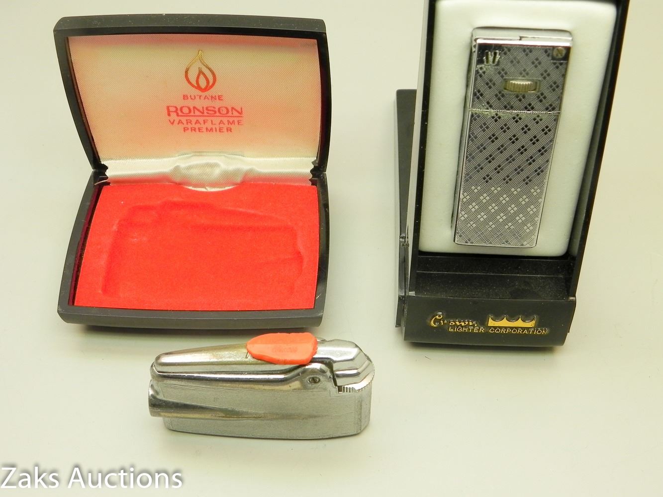 Cased Ronson & Crown Lighters