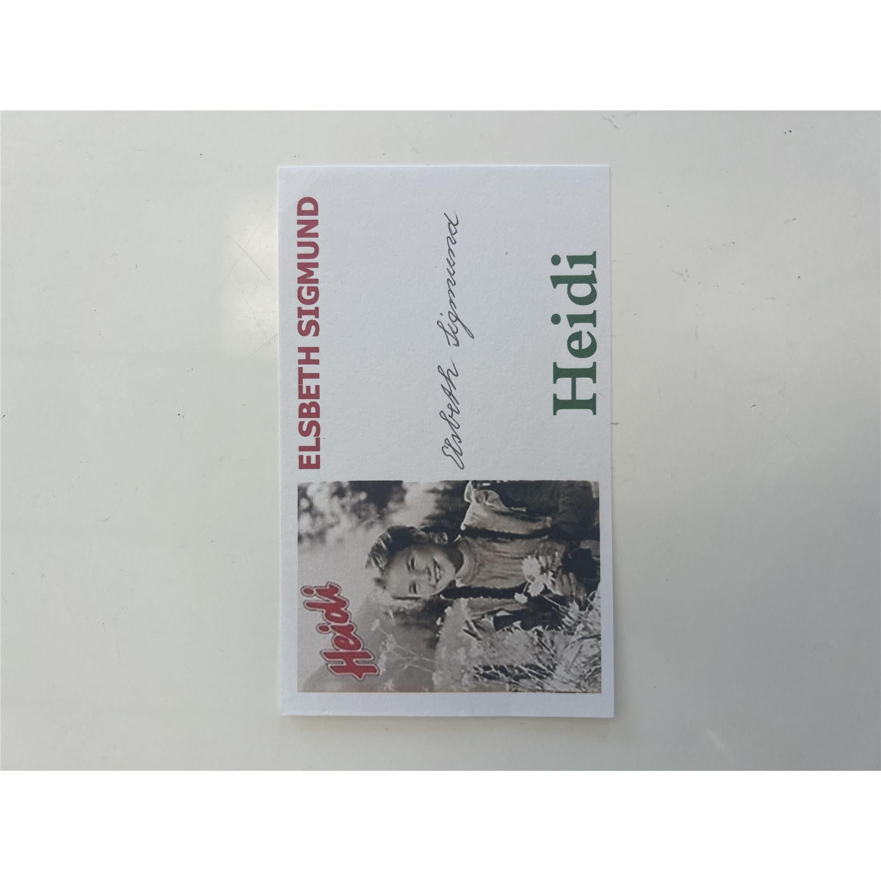 Heidi star Elisabeth Sigmund original signature