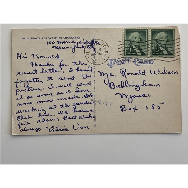 Elaine Von signed post card