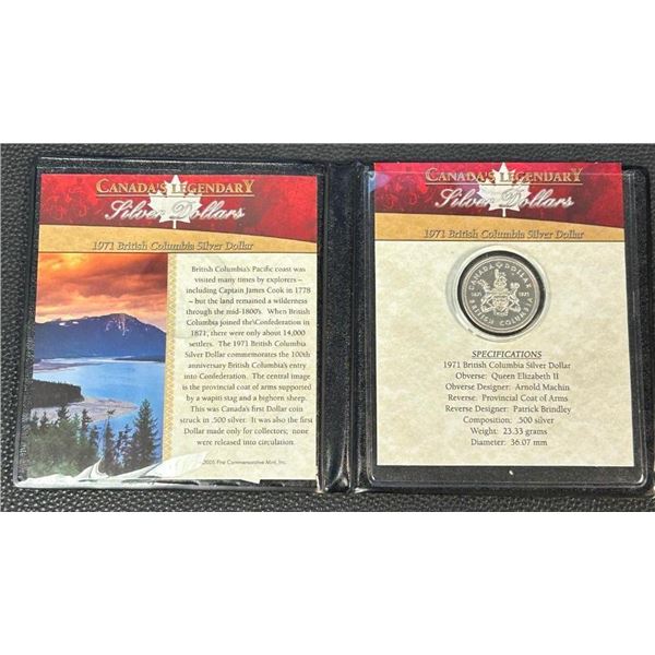 1971 British Columbia Silver Dollar in Black Folio.