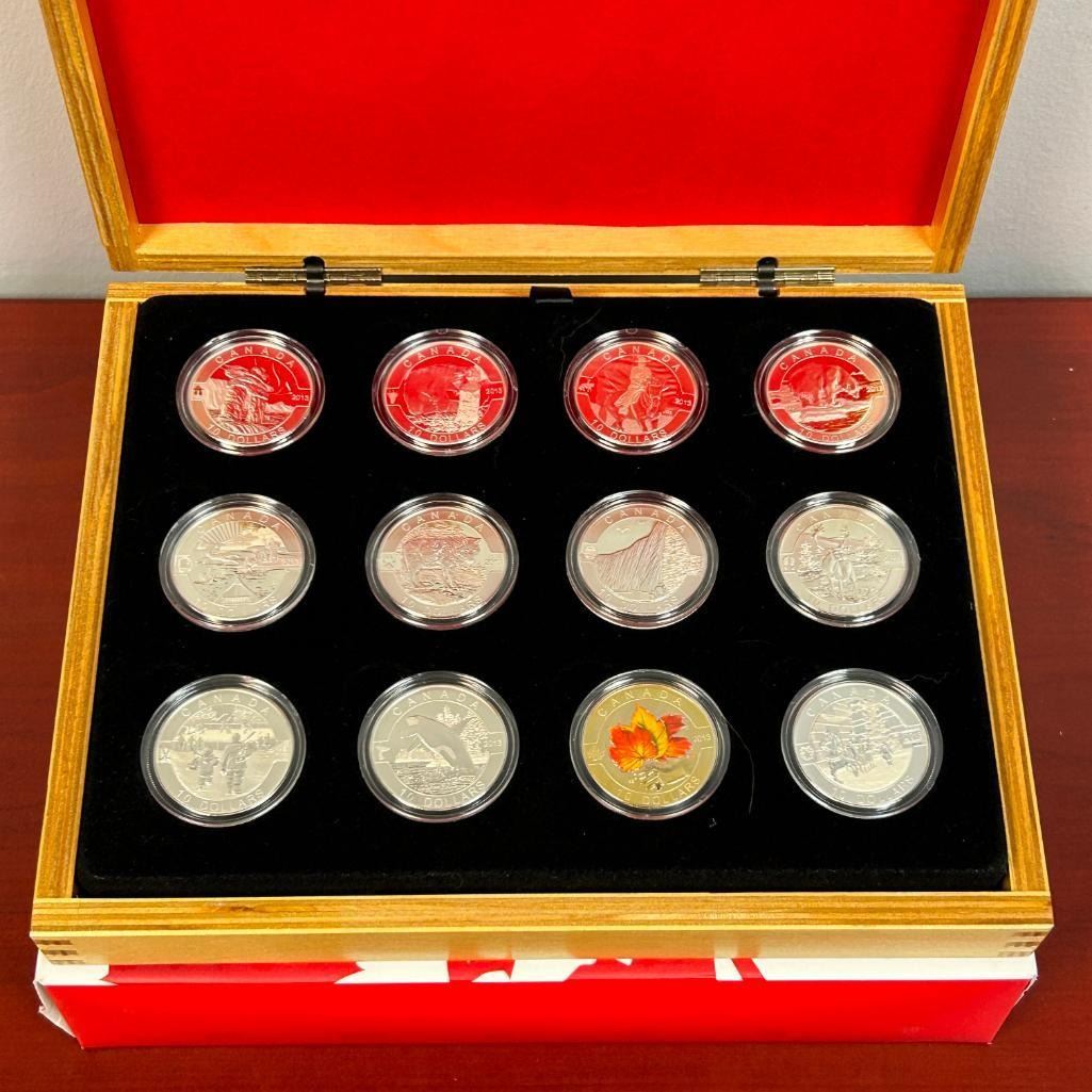 Scarce - Complete, 2013 $10 "O Canada" Matte Proof Pure Silver Coin Set ...