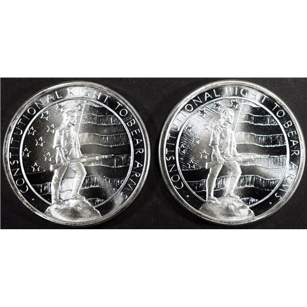 (2) 1 OZ .999 SILVER 2ND AMENDMENT ROUNDS