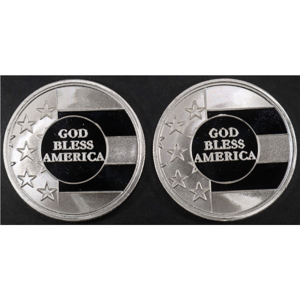 (2) 1 OZ .999 SILVER GOD BLESS AMERICA ROUNDS