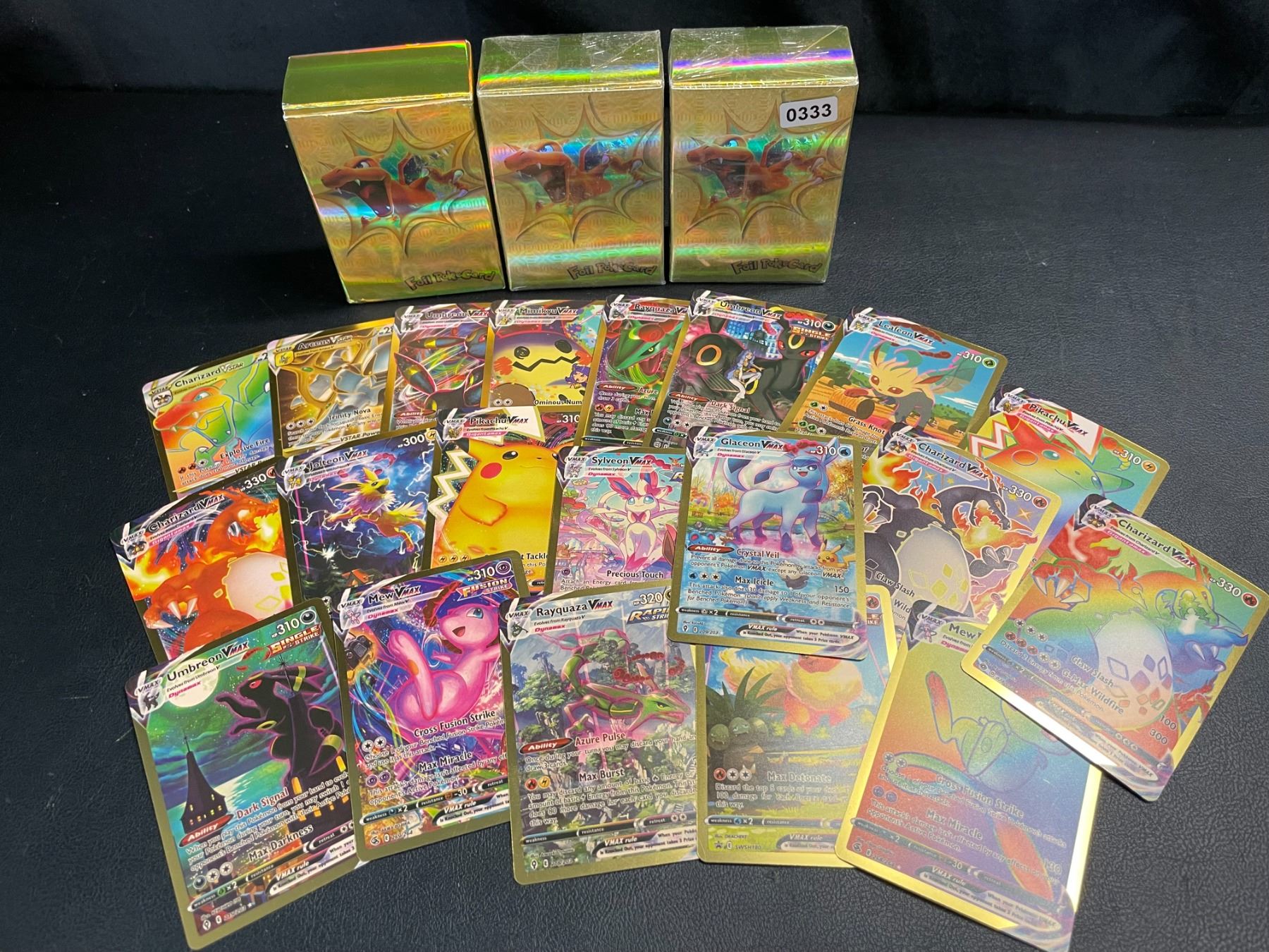 Lot of 3 Packs of Gold Foil Pokemon Fan Art Cards - 100PCS per pack