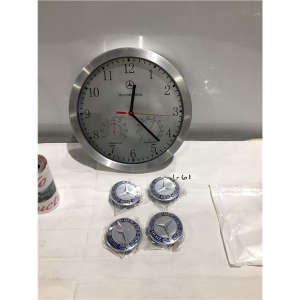 Mercedes Clock & 4 Emblems