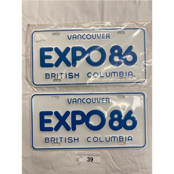 Pair Of Expo 86 New Old Stock Booster Plates