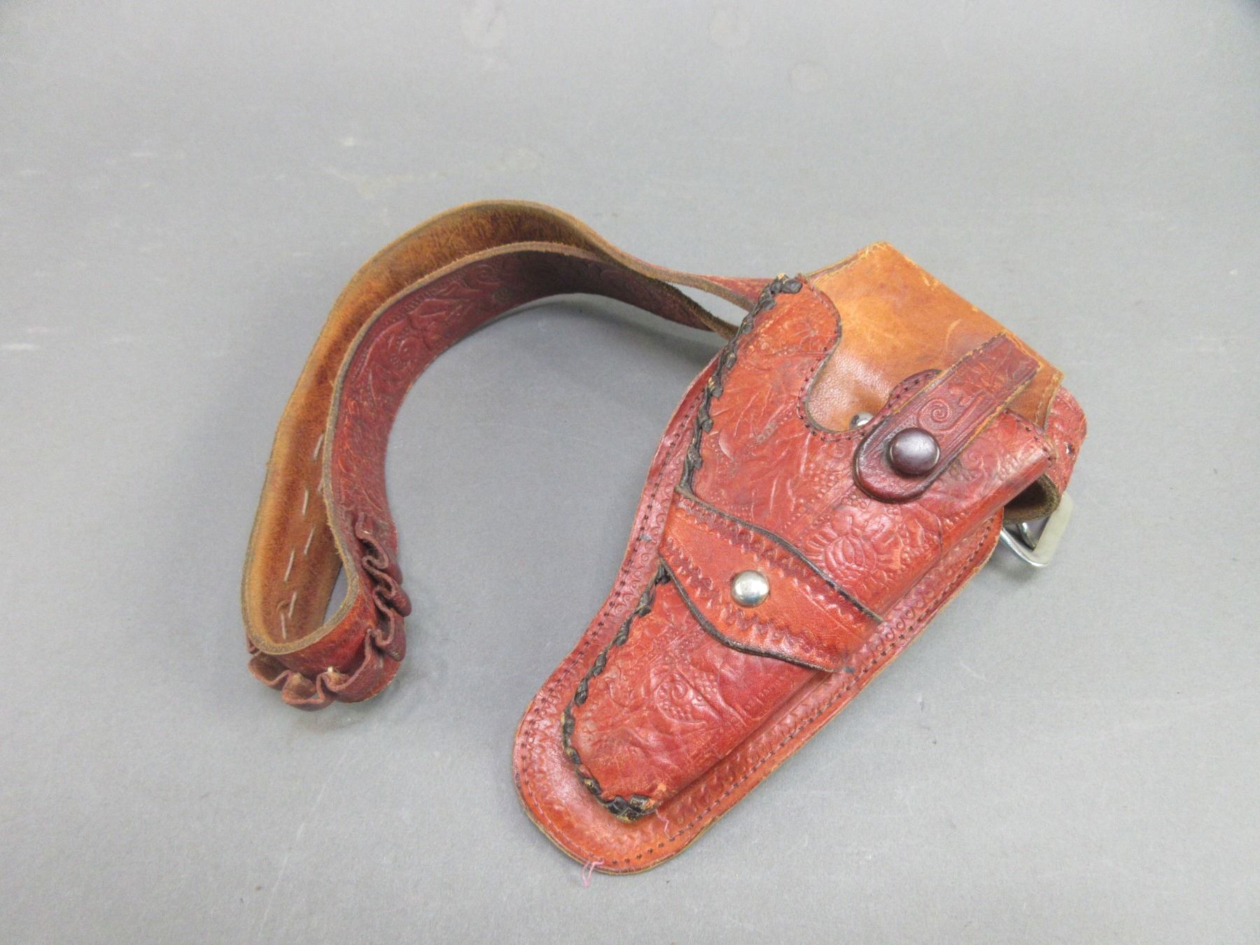 Childs Tooled Gun Belt And Holster