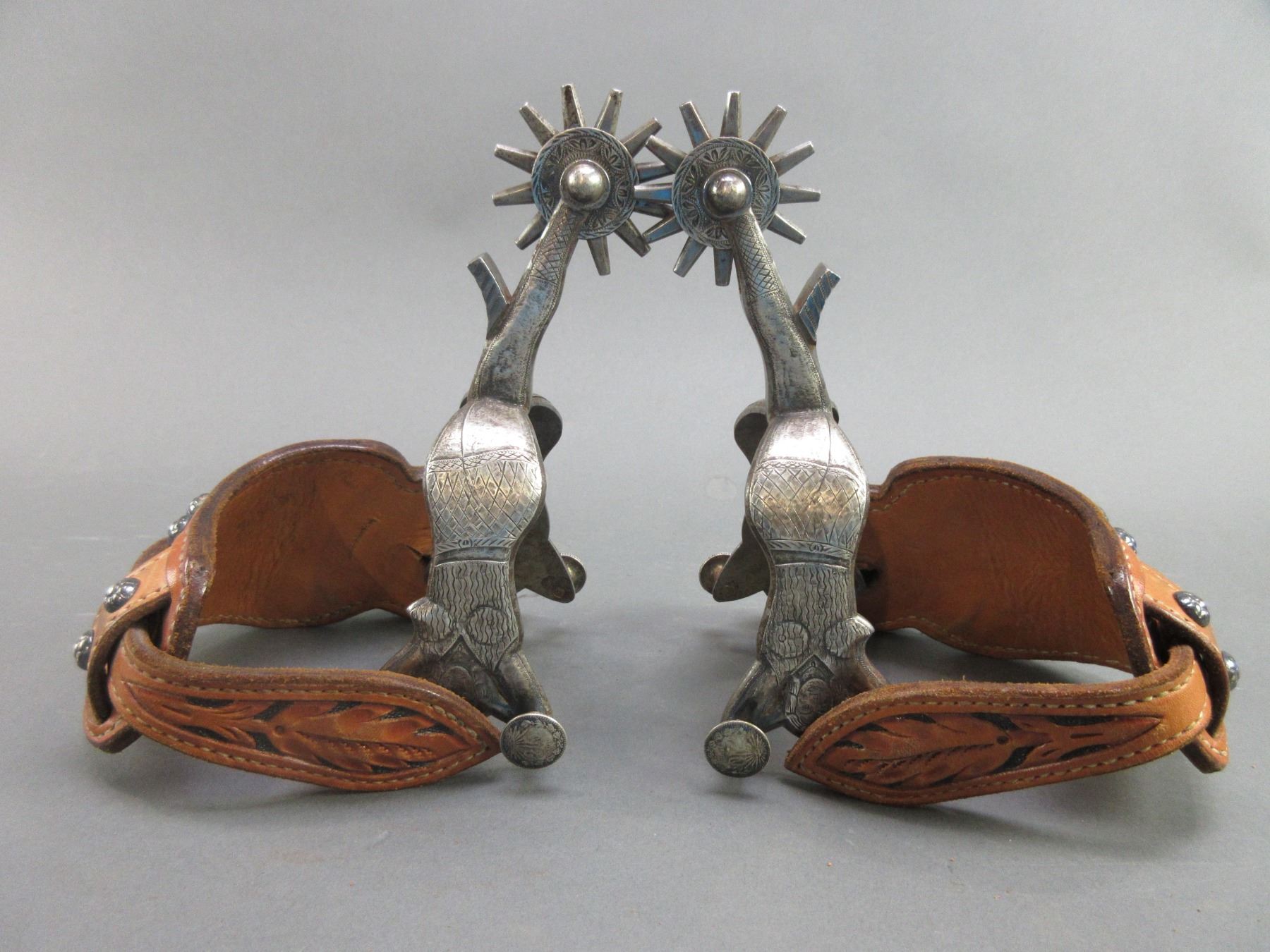 Marked S Hanging A Double Mounted Silver Overlaid Spurs- Figure Of A ...