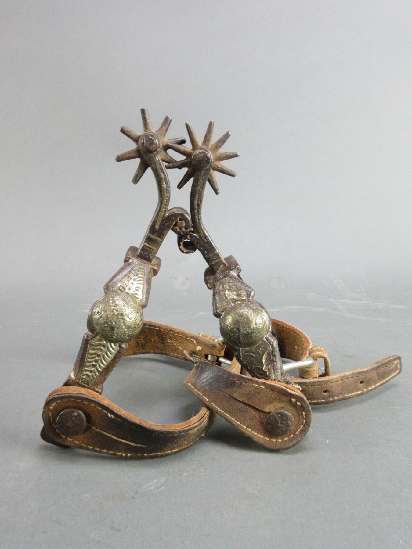 Ealry California Double Mounted Silver Inlaid Spurs- .75" Bands- 2.5 ...