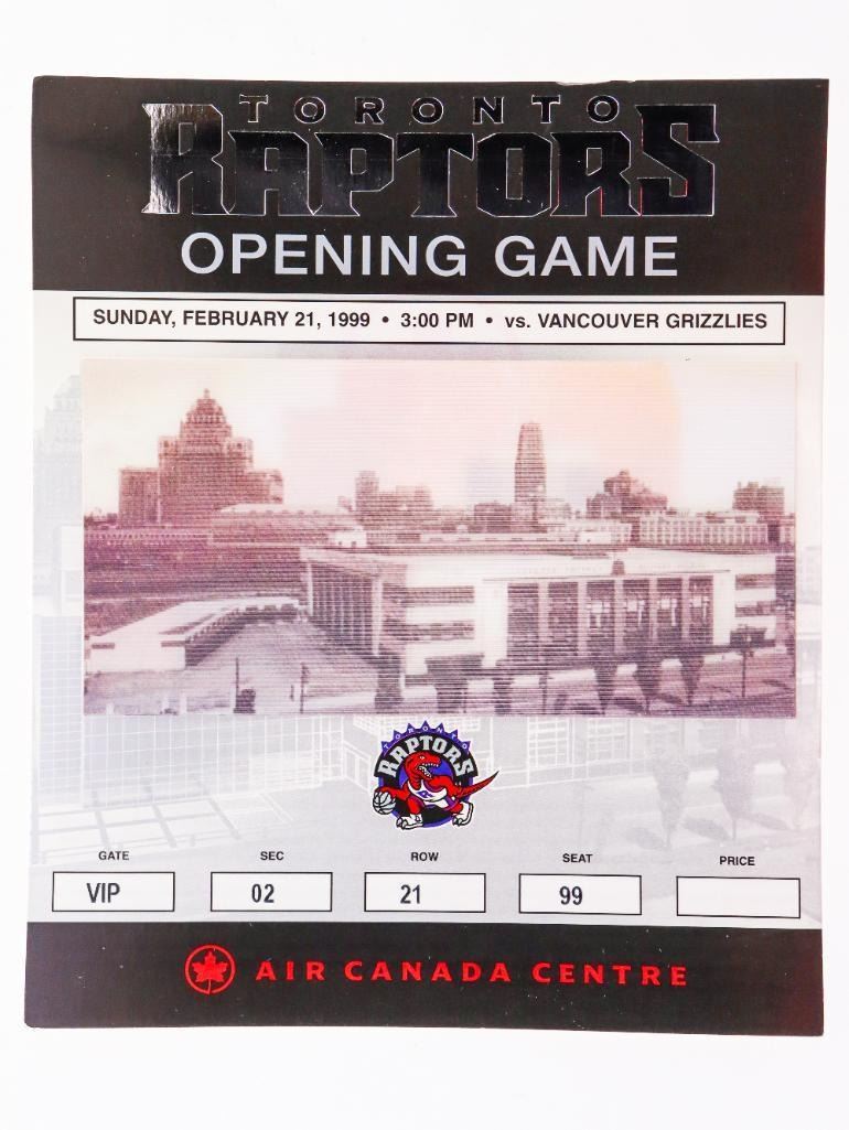 Toronto Raptors Opening Game Feb.21,1999 -VIP Hologram Ticket