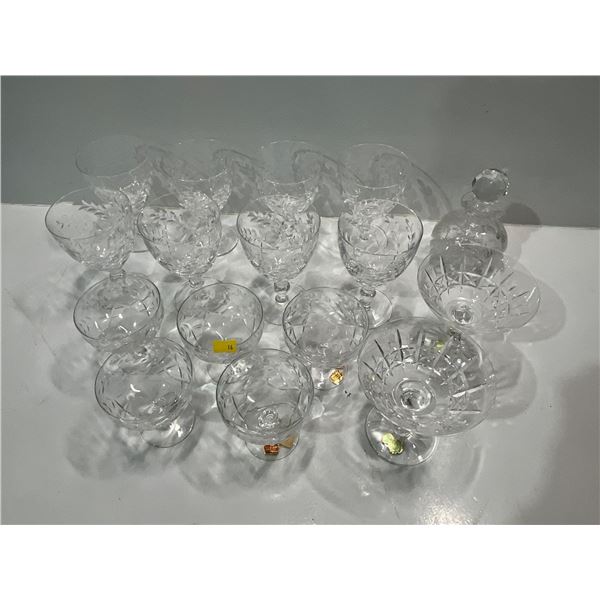 Crystal Glassware And Decanter 8 Wine Glasses 5 Champagne Glasses 2