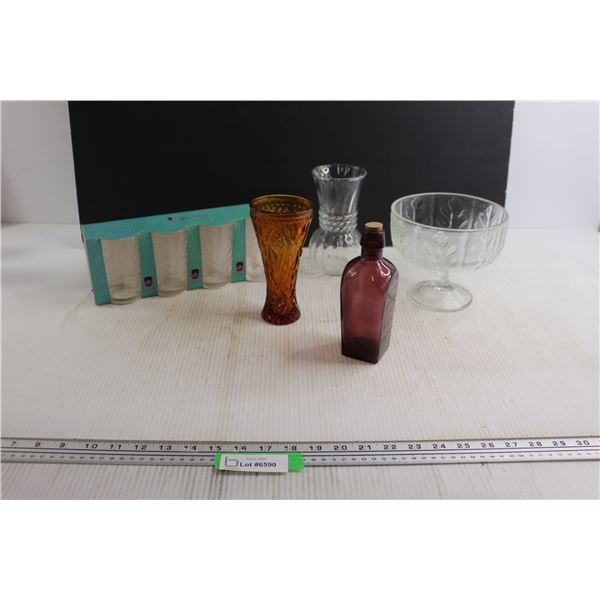 Assorted Glassware Cups Vase Bodnarus Auctioneering
