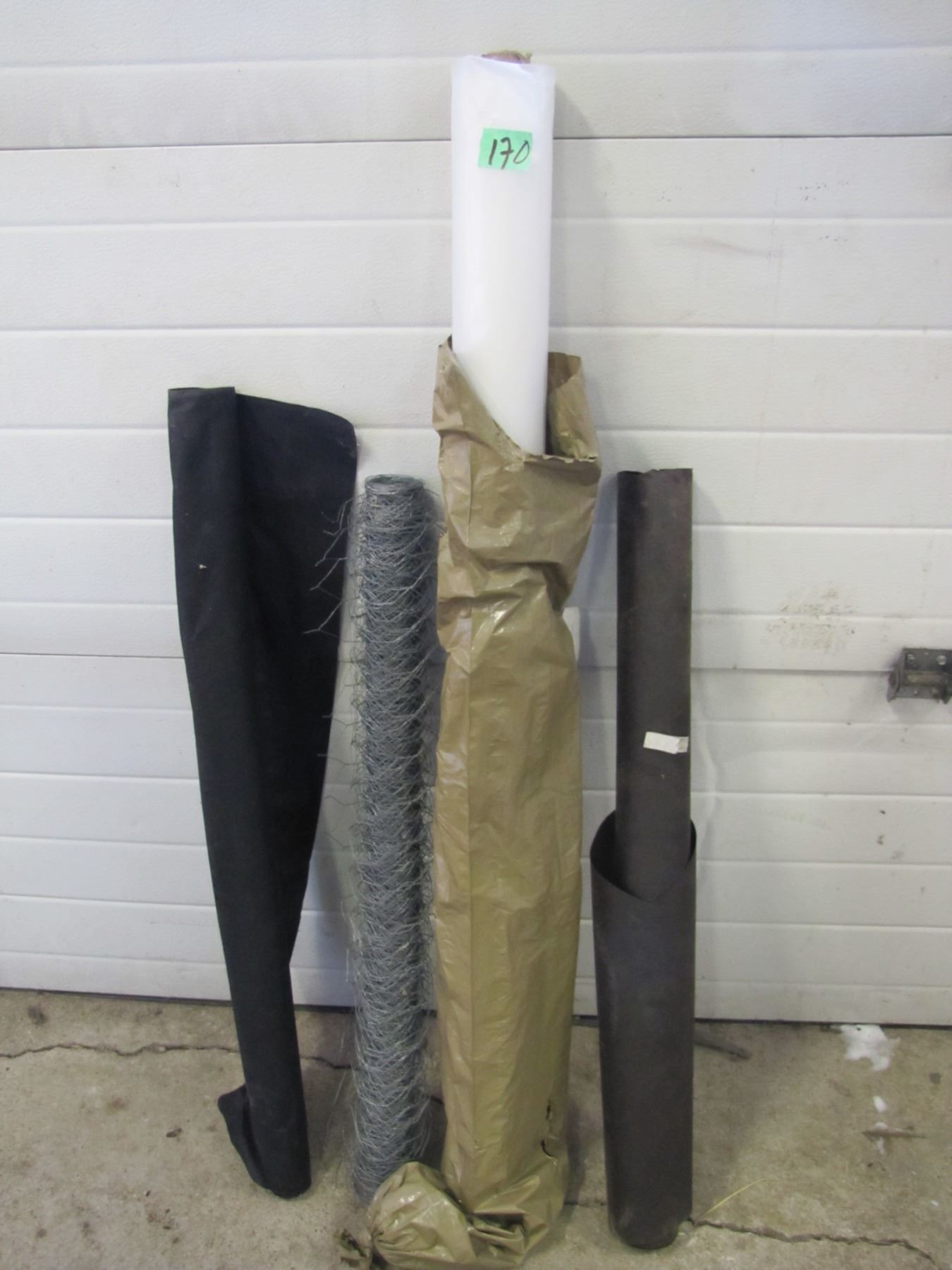 chicken wire, Poly , tar paper, ground cover fabric