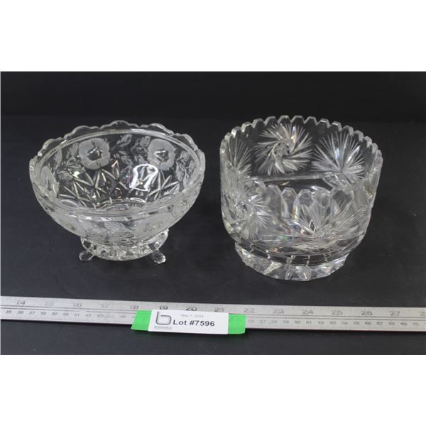 Pinwheel Crystal Bowl Crystal Footed Dish Wetched Flower Design