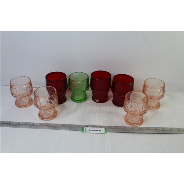 8 Colored Glasses Bodnarus Auctioneering
