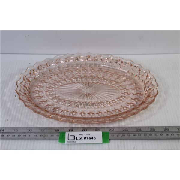 Oval Pink Depression Glass Plate Bodnarus Auctioneering