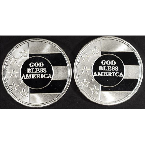 (2) 1 OZ .999 SILVER GOD BLESS AMERICA ROUNDS