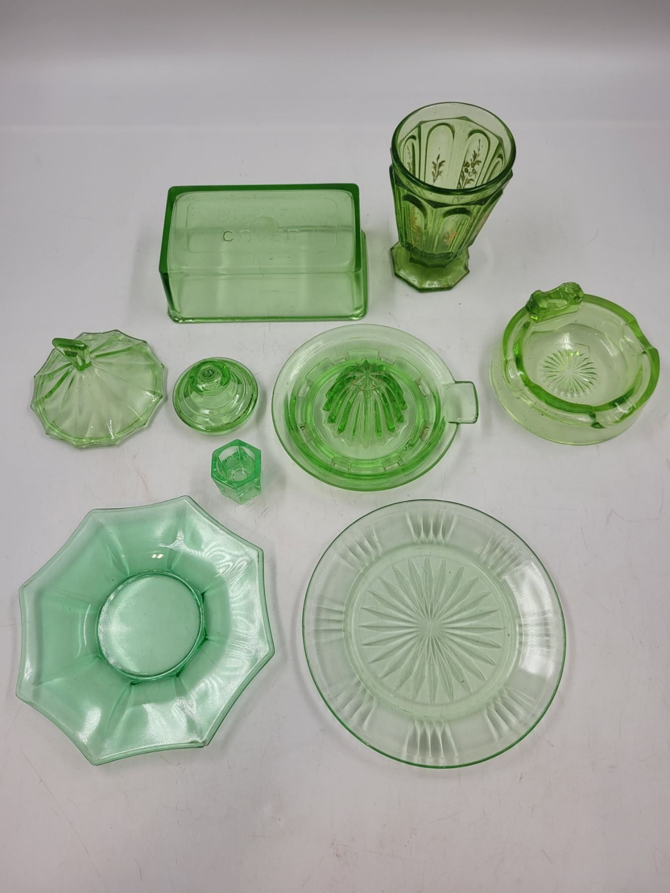 Uranium Glass Dishware Lot