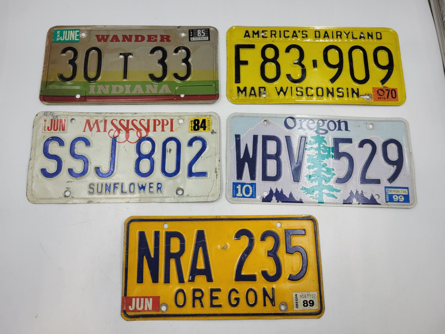 Vintage 70's-90's United States License Plates