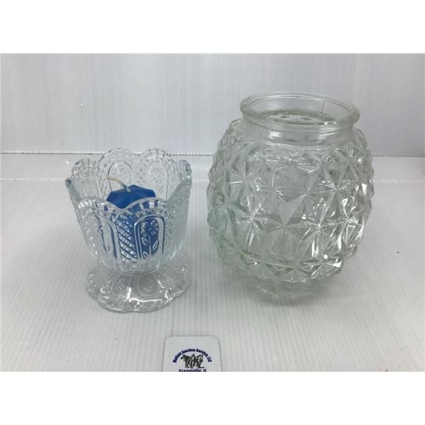 VINTAGE AVON CRYSTAL GLASS VOTIVE AND CLEAR