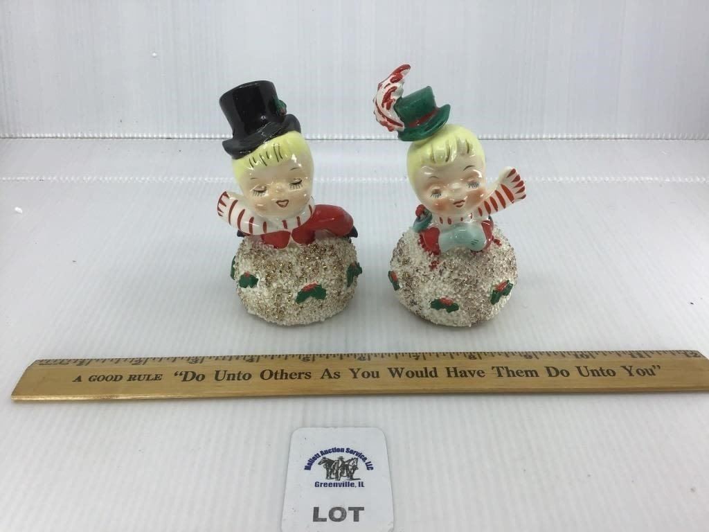 VINTAGE LEFTON KISSING COUPLE SNOWMAN CHRISTMAS