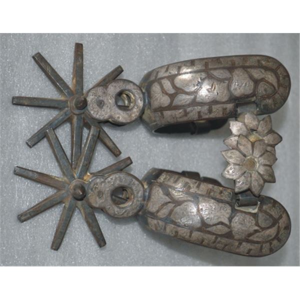 Mexican silver inlaid spurs