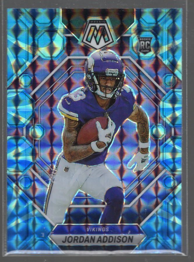 Jordan Addison ROOKIE CARD 2023 Panini Mosaic Reactive Blue Mosaic Card ...