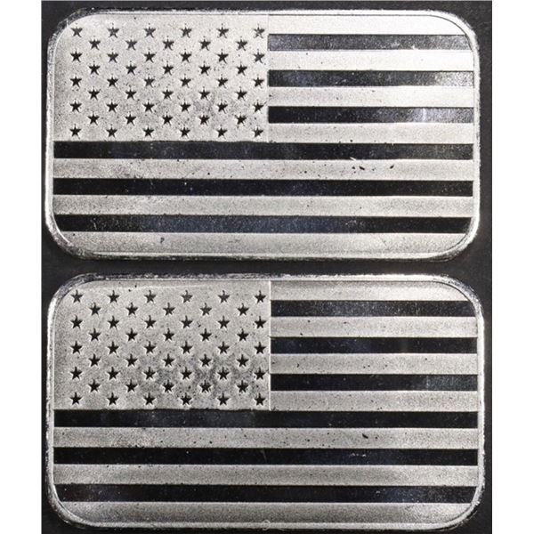 (2) 1 OZ .999 SILVER FLAG BARS