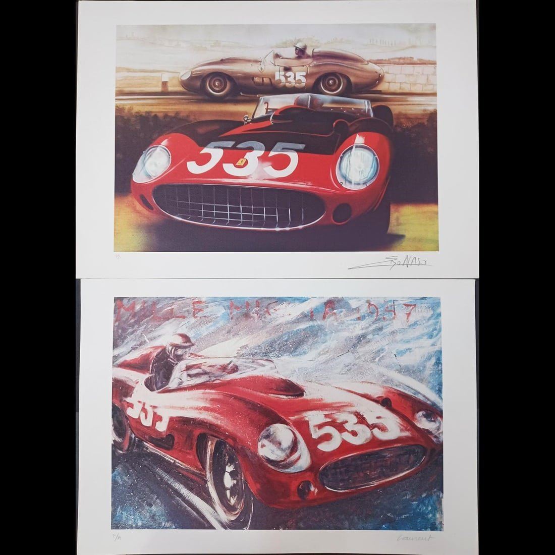 Pair Of 535 Ferrari Artist Proof Lithographs Signed Enzo Naso & Laureut