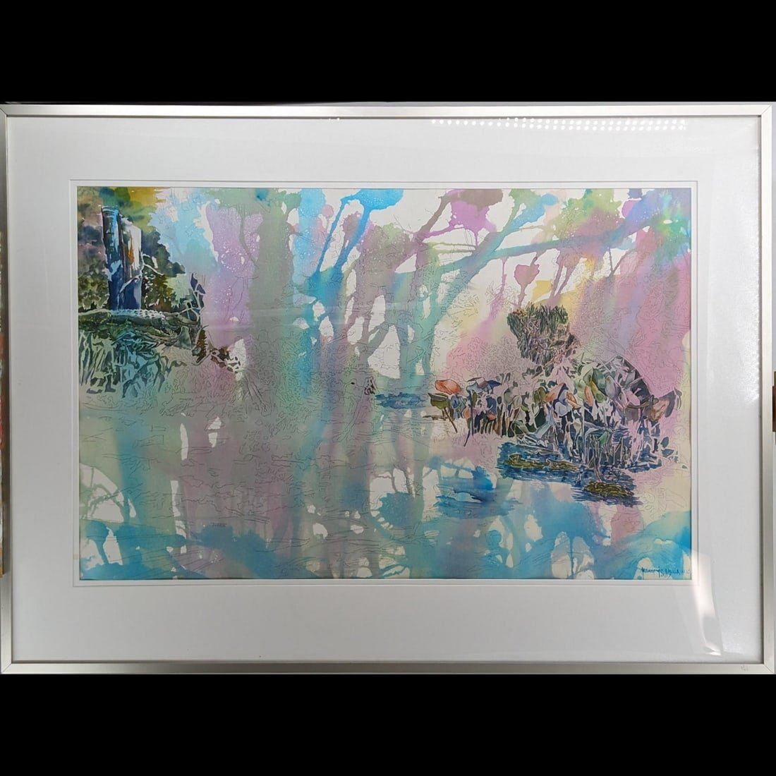 Large Signed And Dated Florida Artist Mary Jo Weale Watercolor ...