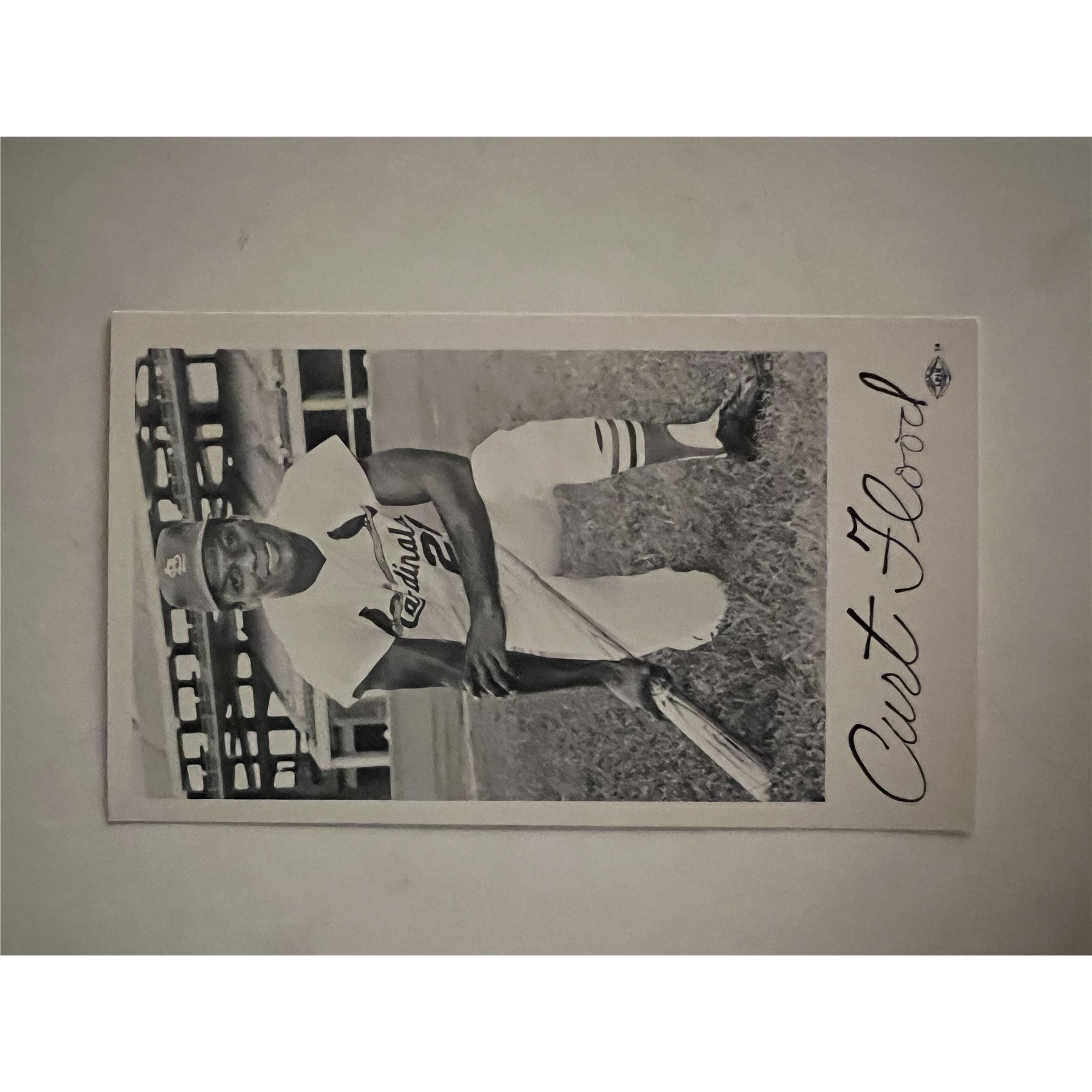 Curt Flood facsimile signed photo.3x5 inches