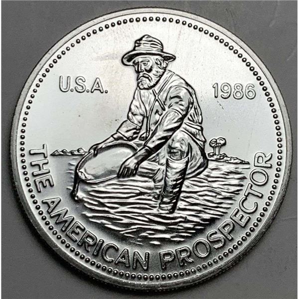 Rare 1986 Engelhard The American Prospector 1 ozt .999 Silver