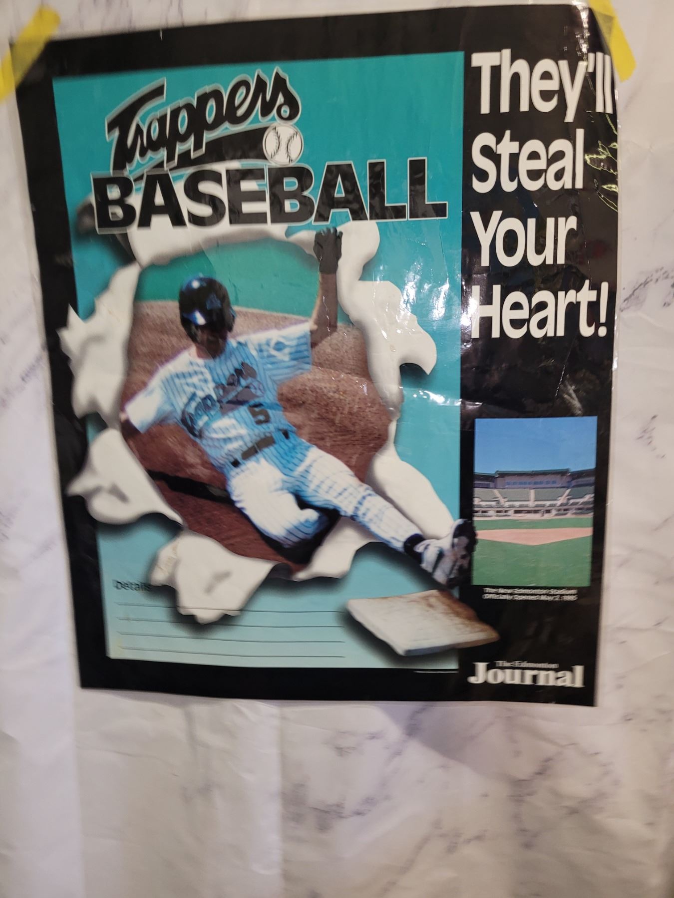 Vintage Edmonton Trappers Baseball Poster