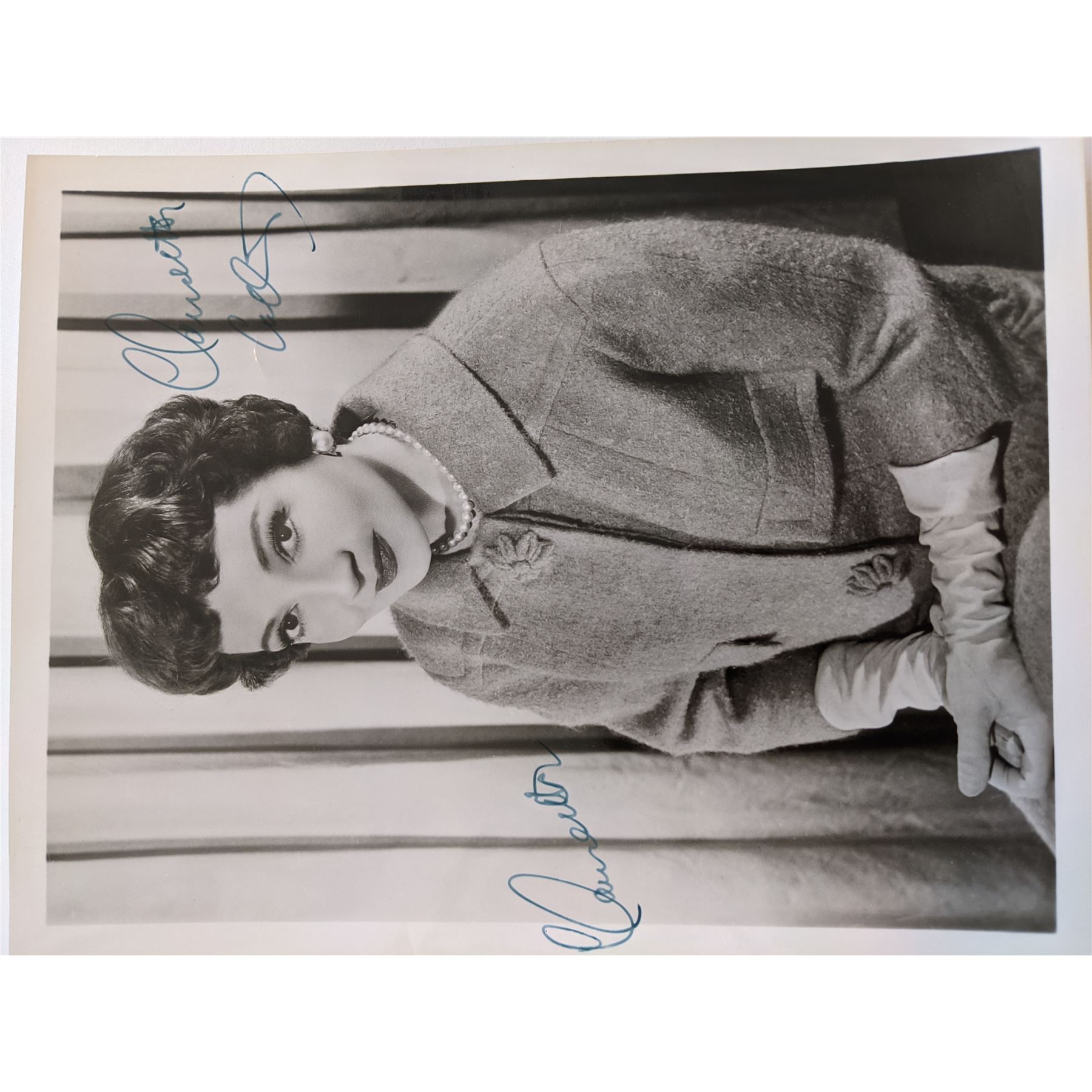 Claudette Colbert signed photo. GFA Authenticated