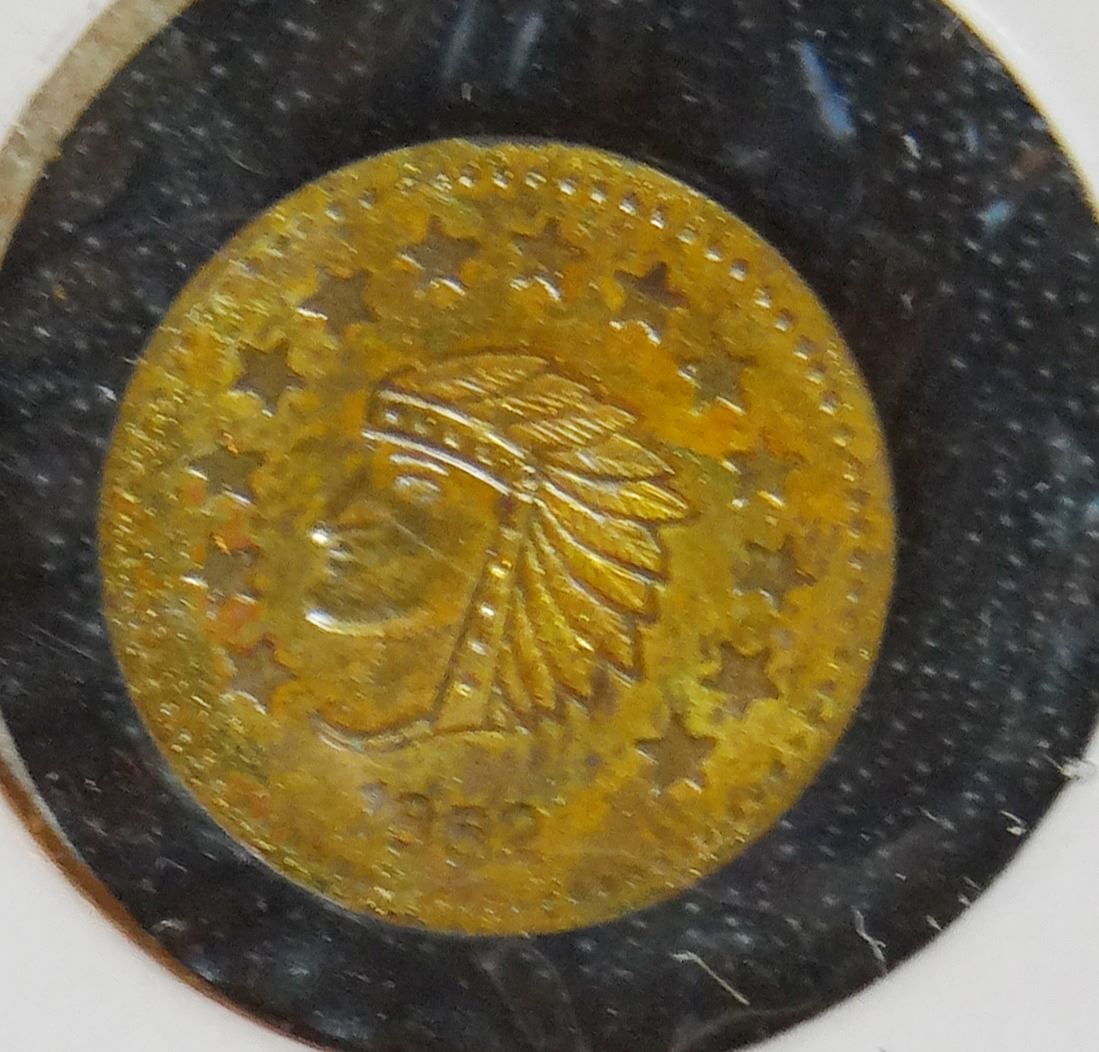 3 gold coins: 1852 & 1872 California 1/2 fractional coins; 1854 ...