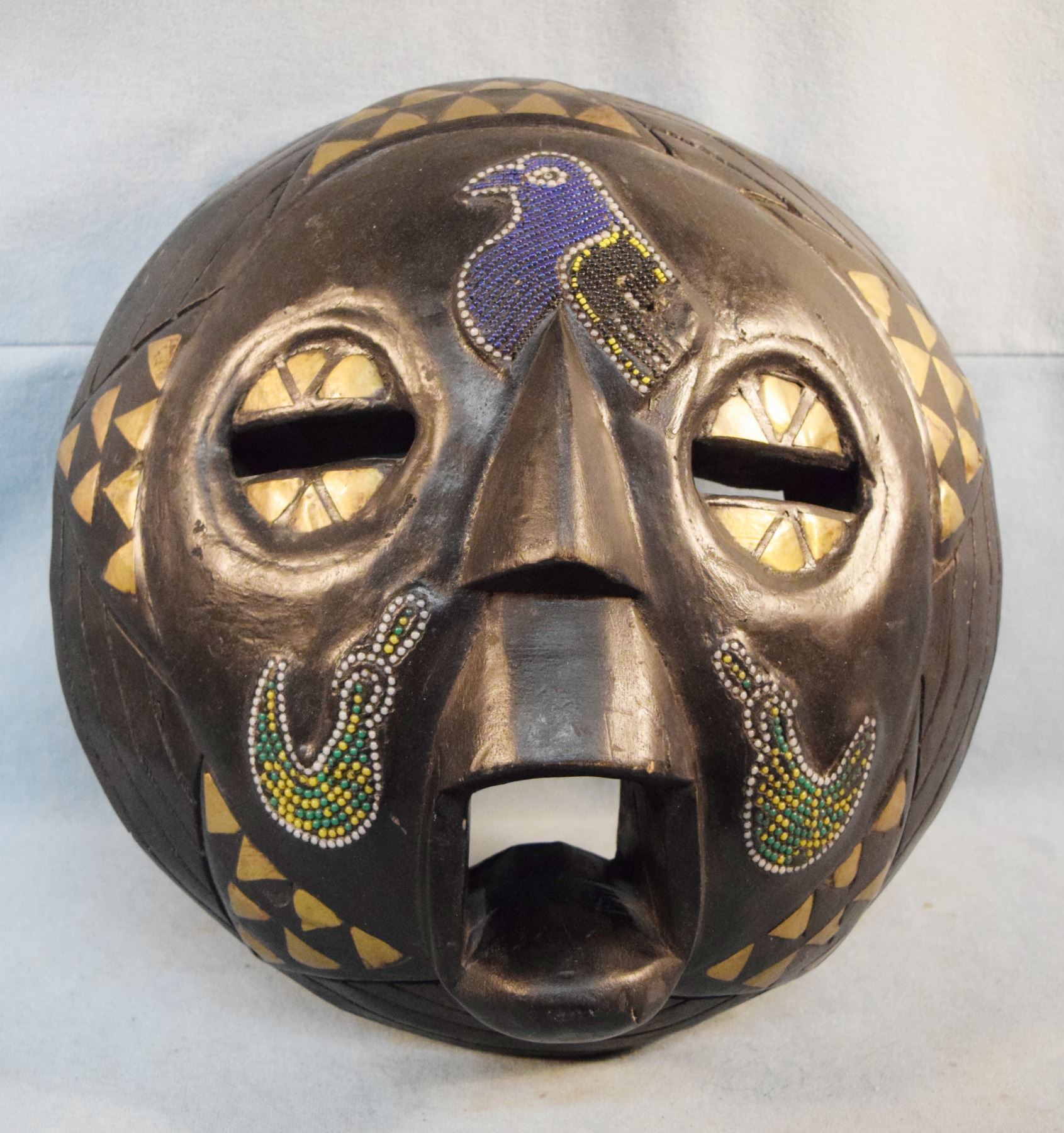 Round wooden beaded indian NW ceremonial, 12" diameter