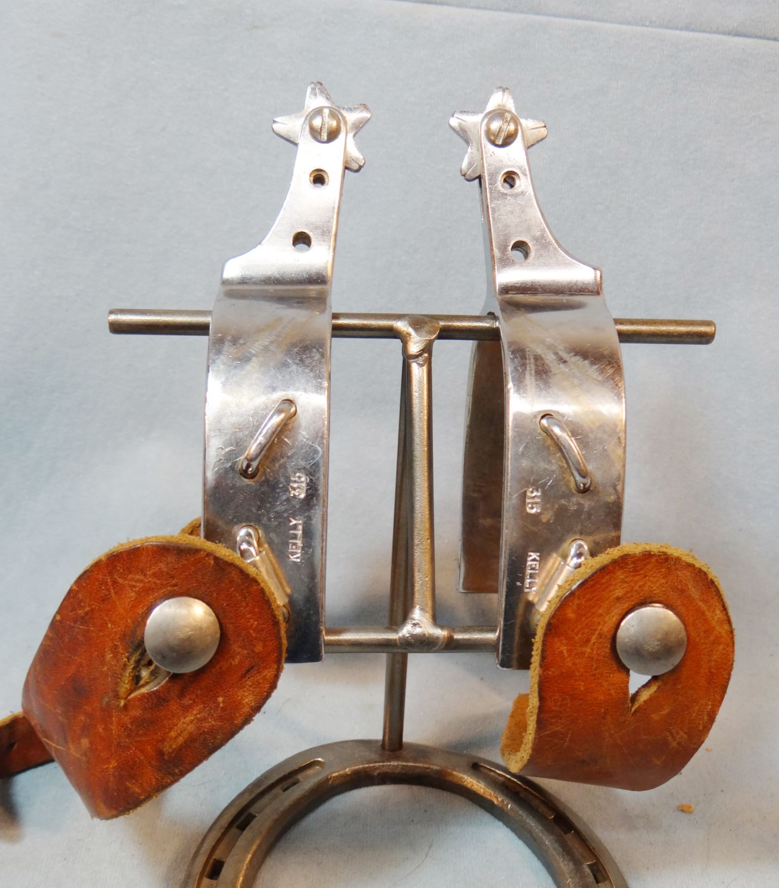 Kelly spurs, chromed #315, marked & pair of bull riding spurs