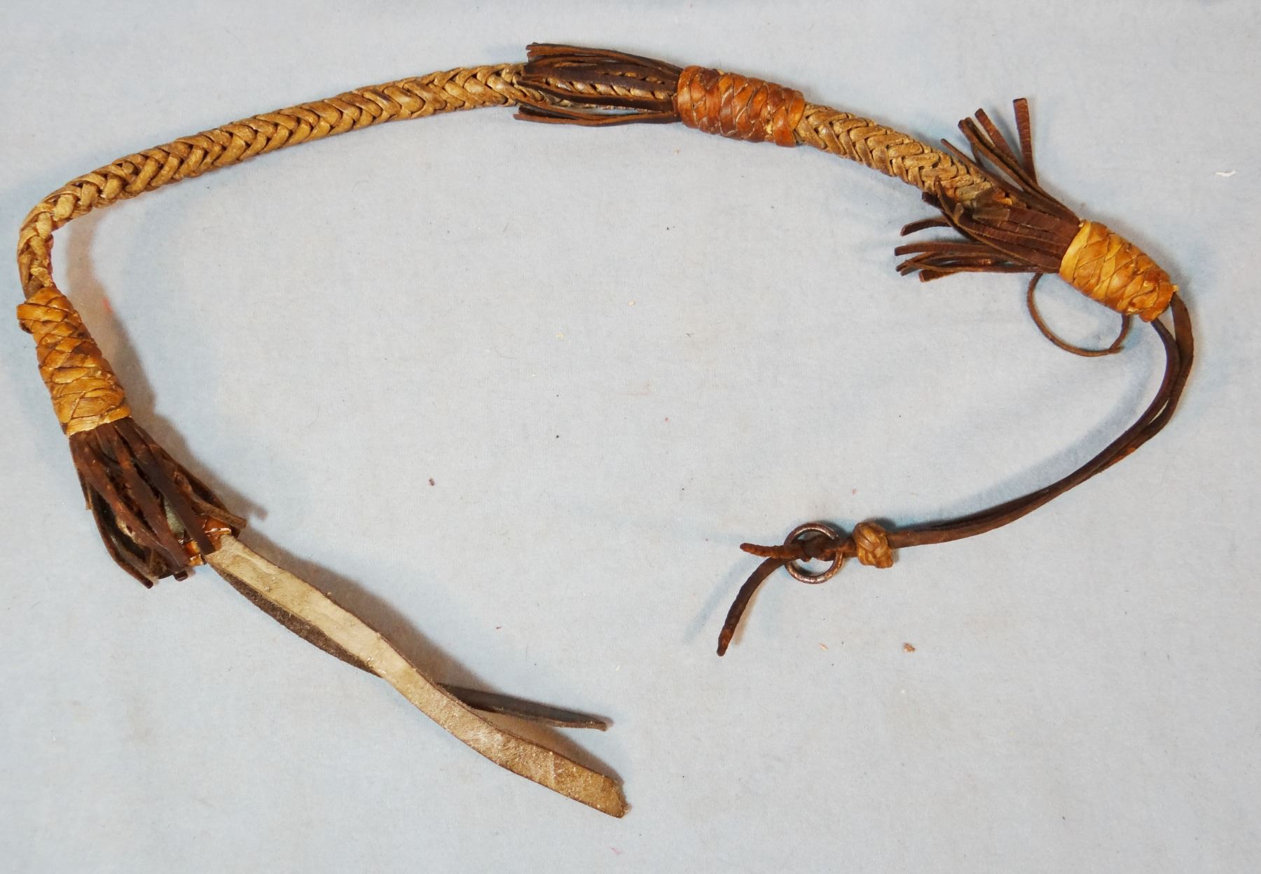 (3) Braided leather quirts: 32", 24", 17"