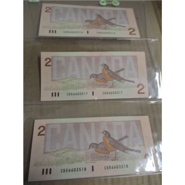 1986 SEQUENTIAL SERIAL NUMBER CANADA $2 BILLS