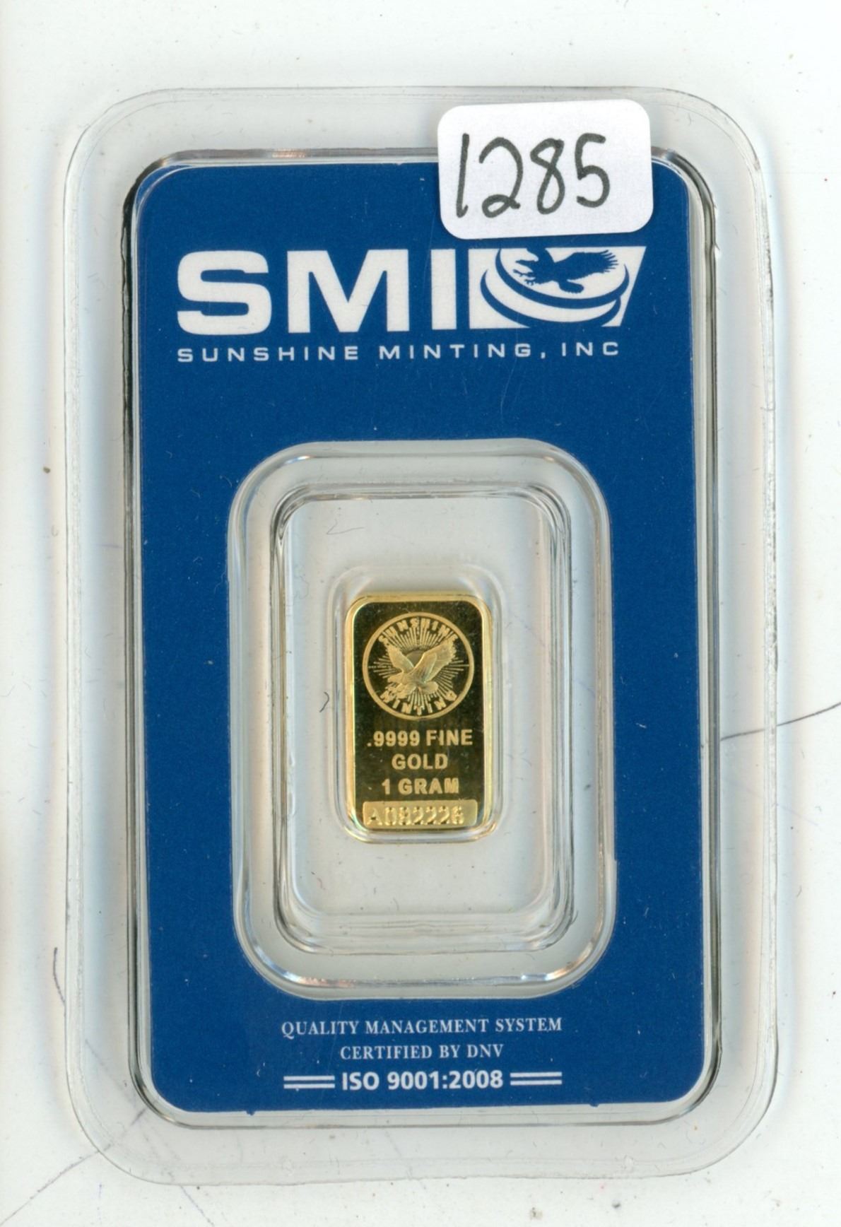 Sunshine Minting inc. 1 gram .9999 fine gold bar/ingot