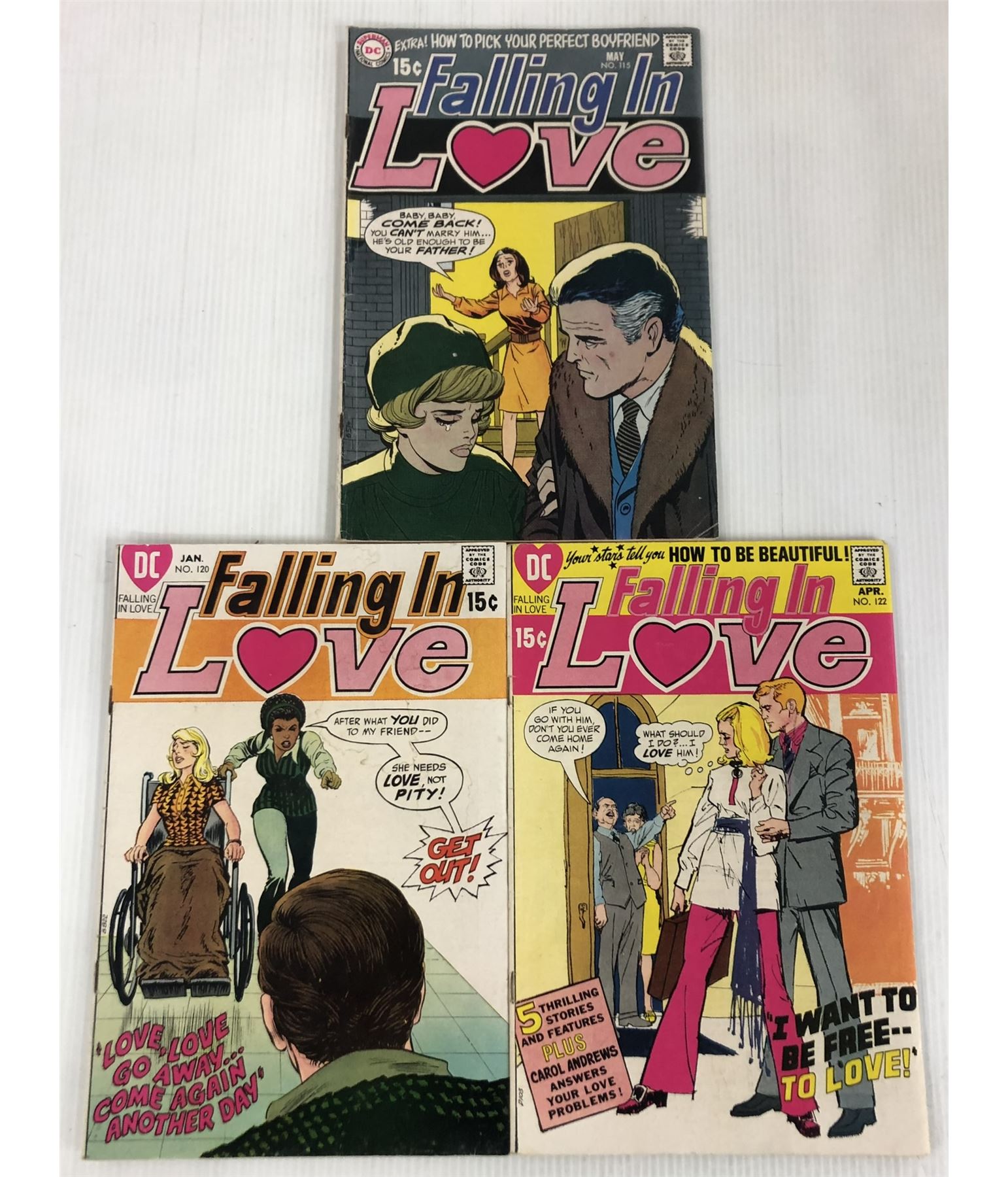 DC Comics Falling in Love 15 Cent Comic Lot of 3