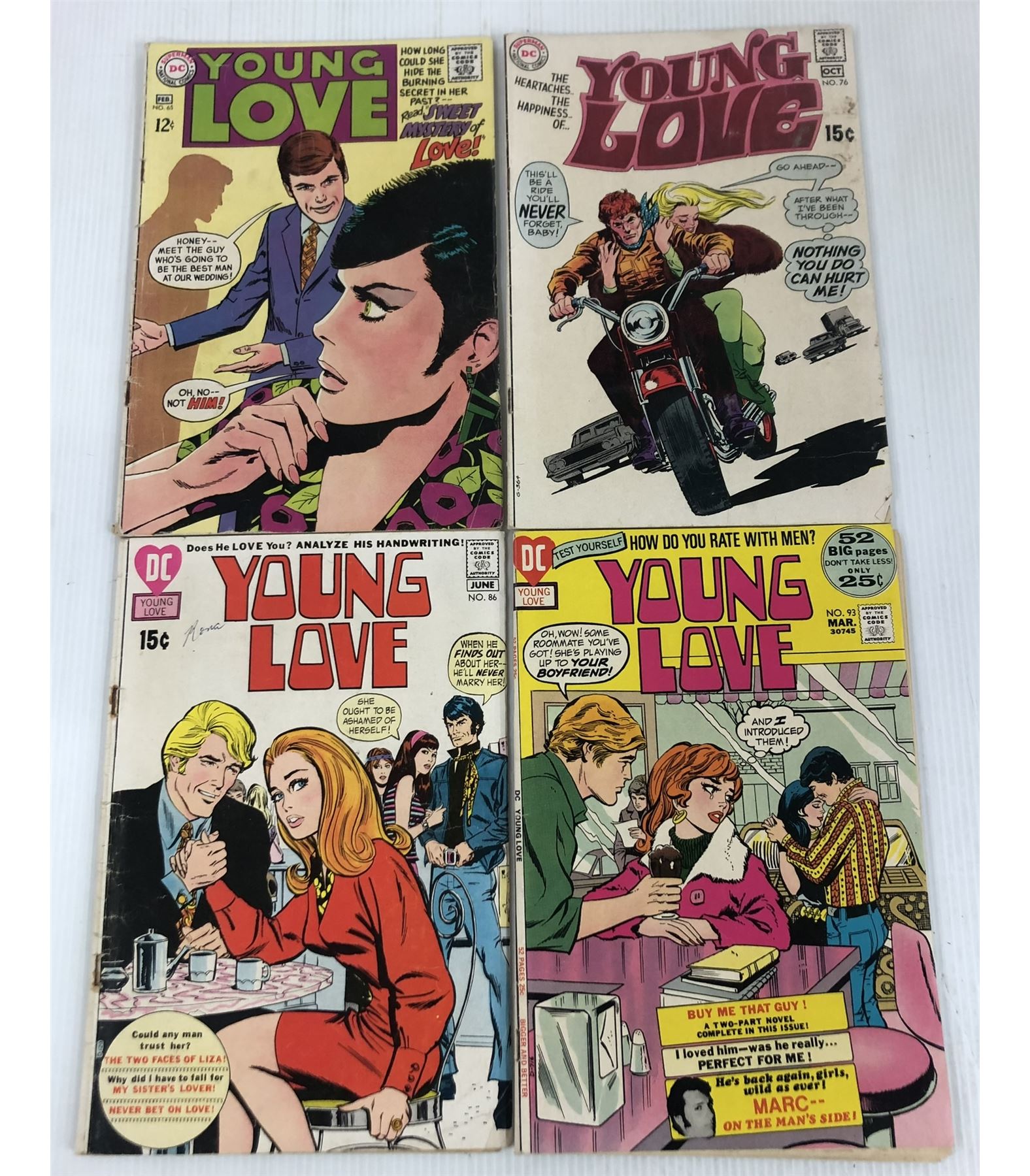 DC Comics Young Love 12, 15 and 5 Cent Comic Lot of 4