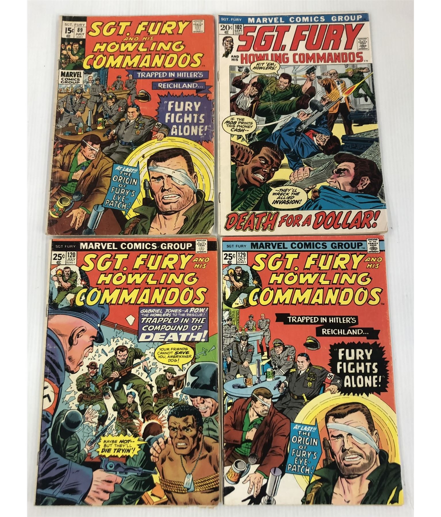 Marvel Comics Sgt. Fury And His Howling Commandos 15, 20 and 25 Cent ...
