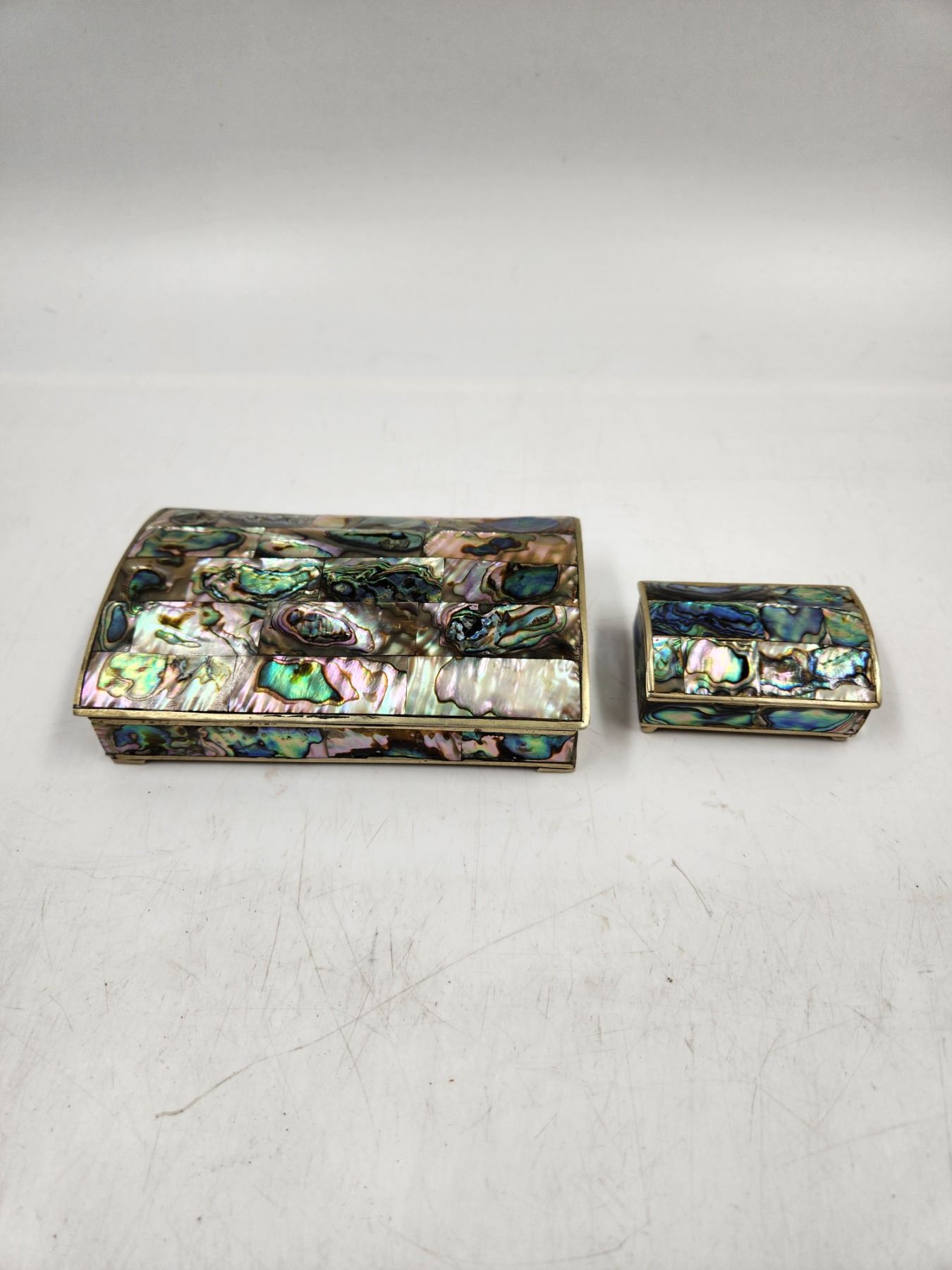 Vintage Mexican Abalone Shell Jewelry Boxes