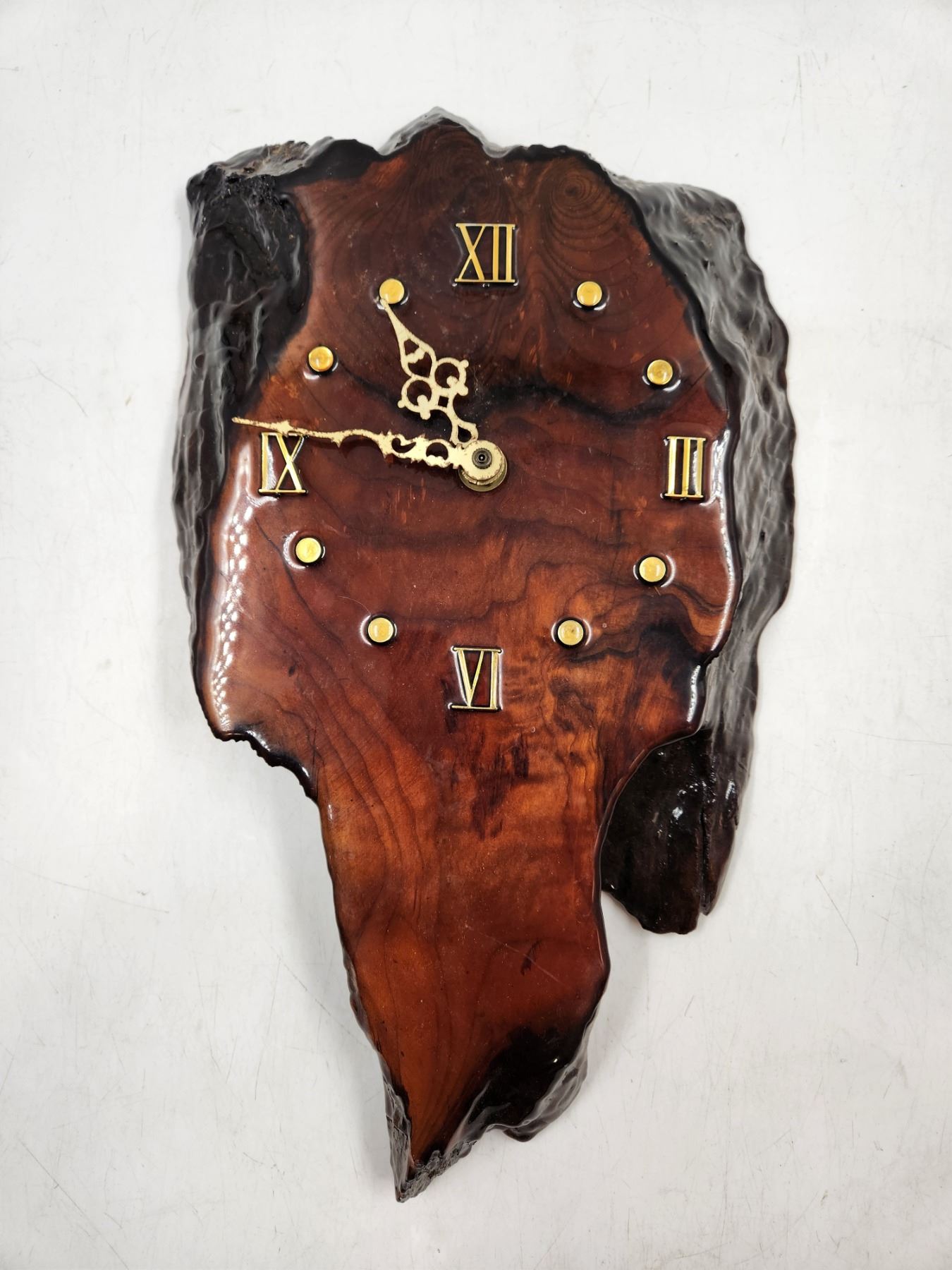 Vintage Burl Wood Clock
